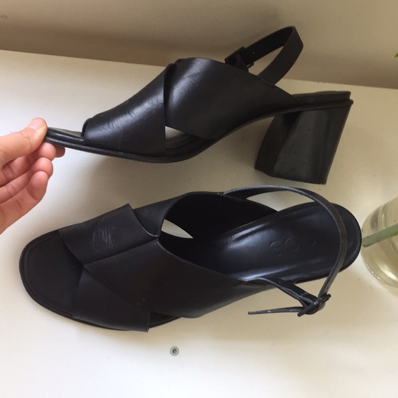 COS | Shoes | Cos Black Leather Strap Sandals Size Eu4 Us85 | Poshmark